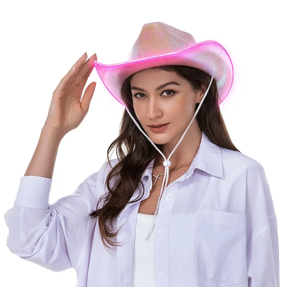 Green Light Up Holographic Space Cowboy Cowgirl Hat Light Up Cowboy ...
