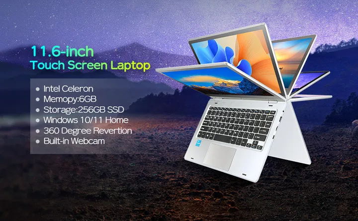 Celeron N4020 Touch Screen Laptop Computer 360 Degree Flip 2.8ghz 6gb ...