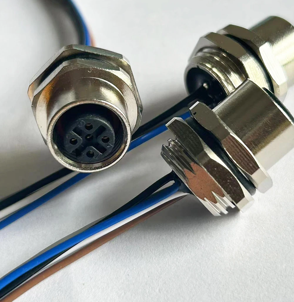 Waterproof M12 Connector Female 5pin Bulkhead - Gzeasyconnect