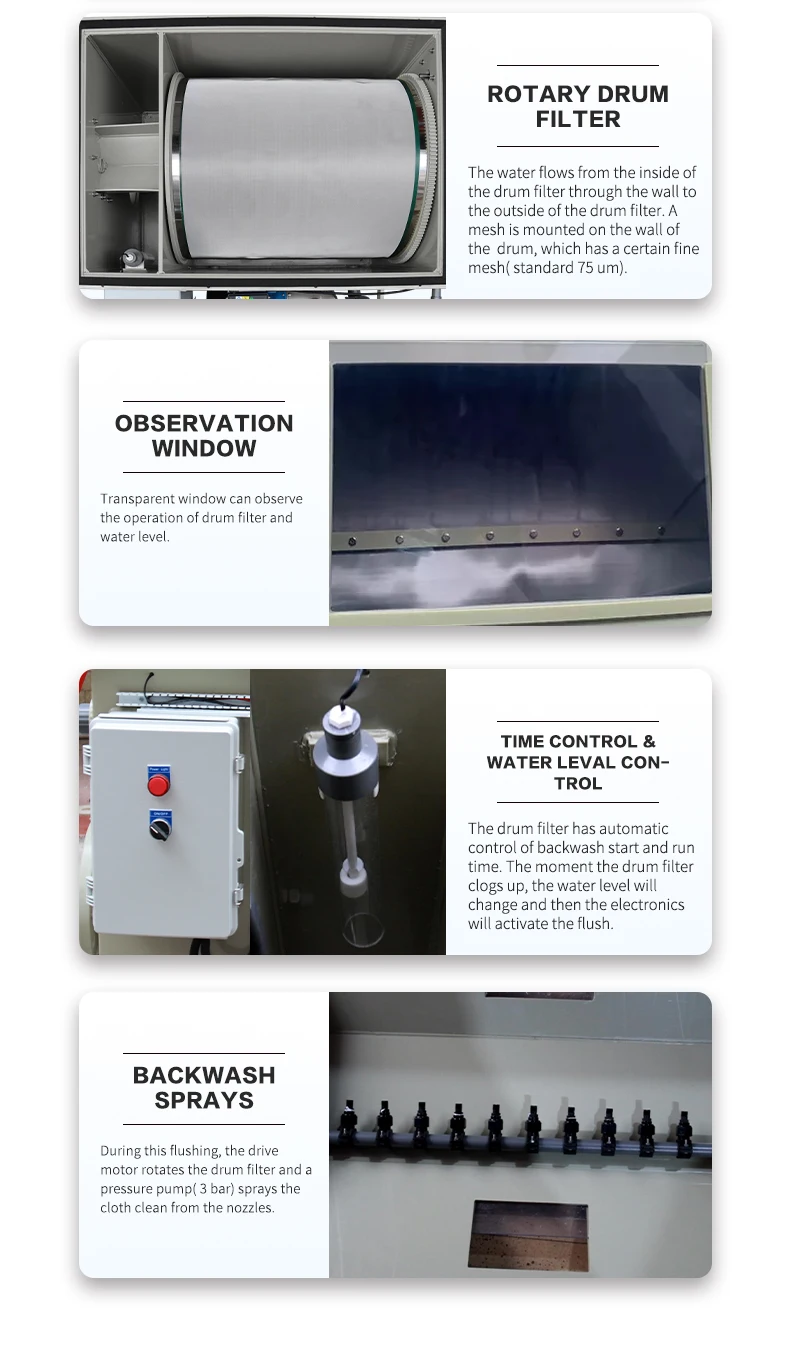 Customized 20m2 50m2 600t/hour Rotary Drum Filter For Sale Pond ...