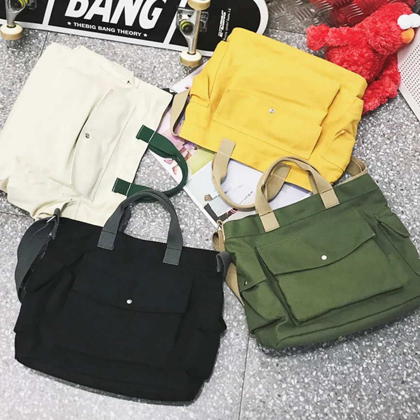 Advanced Quality Fashion Large Capacity Shoulder Solid Color Canvas ...