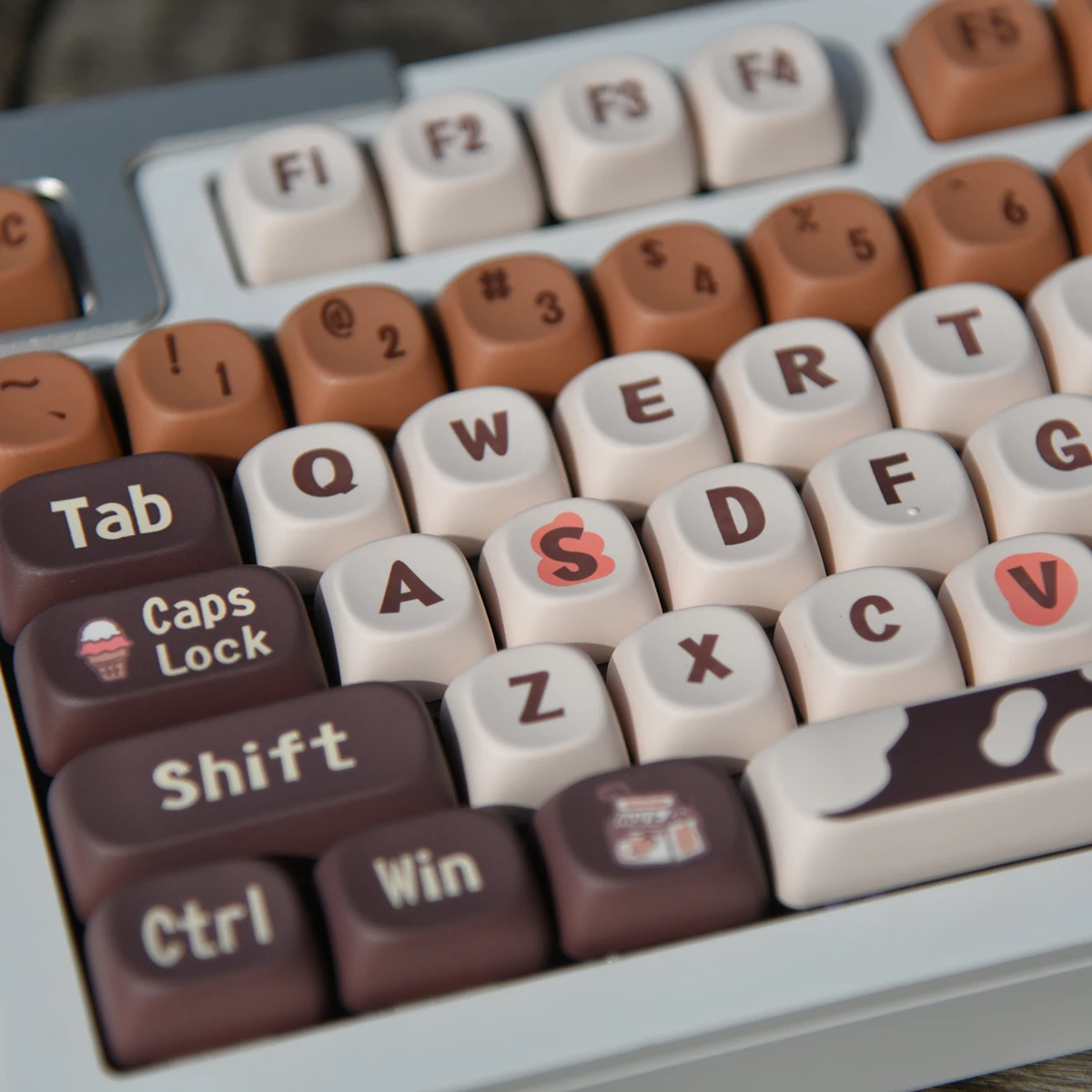 136 Keys Chocolate Coffee Machine Keycaps PBT Keycaps Dye Sublimation ...