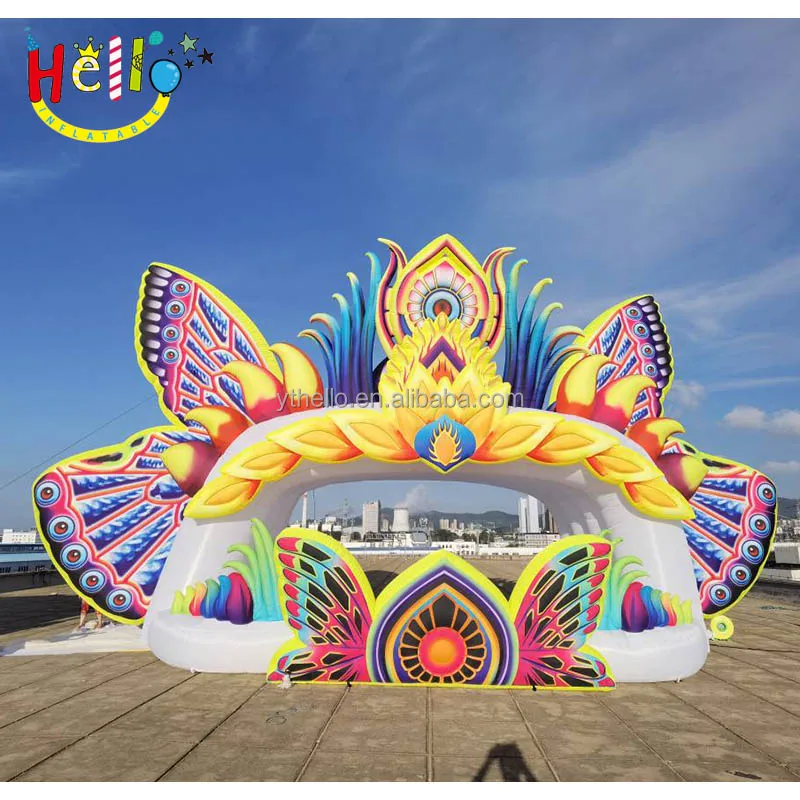 12m Width Inflatable Dj Booth Stage Cover Concerts Butterfly Inflatable ...