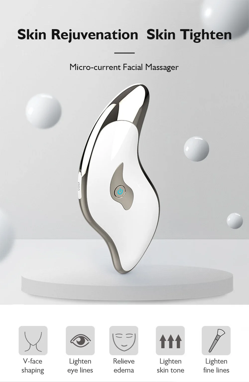 Skin Rejuvenation Micro-current Facial Guasha Massager Multi-functional ...