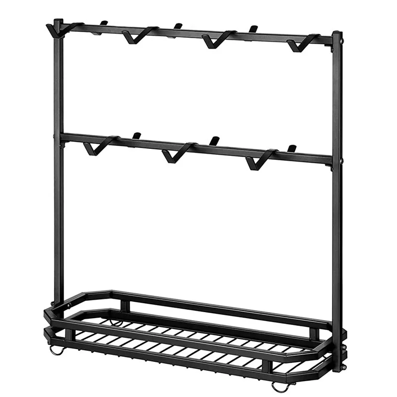 2-tier Stainless Glass Countertop Mug Display Storage Box Large Coffee ...