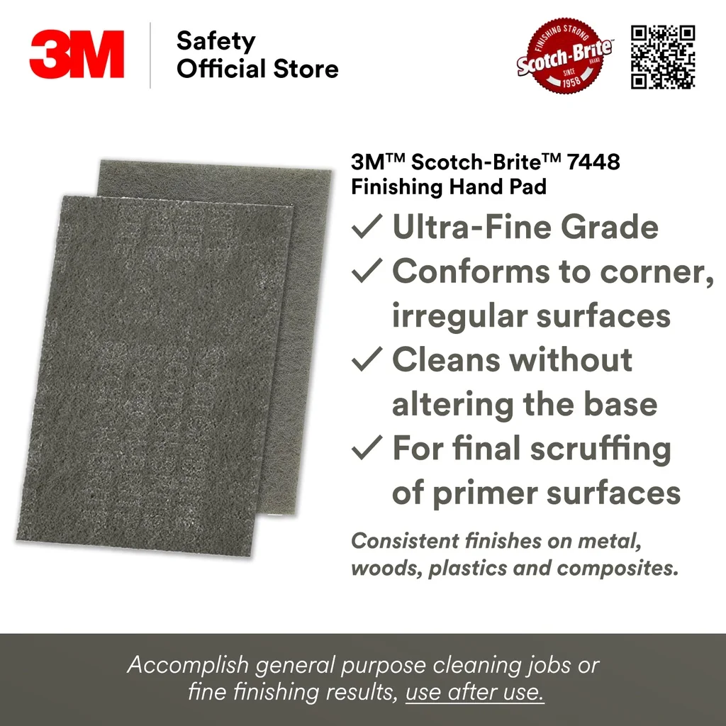 3M Scotch Brite Ultra Fine Hand Pad 7448 - Durable & Efficient