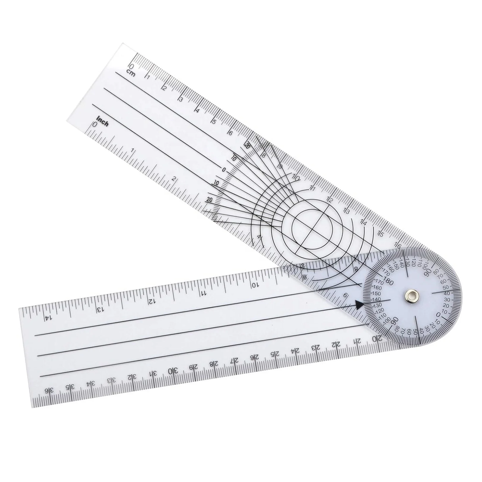 Clear plastic foldable goniometer angle measuring tool protractor ...