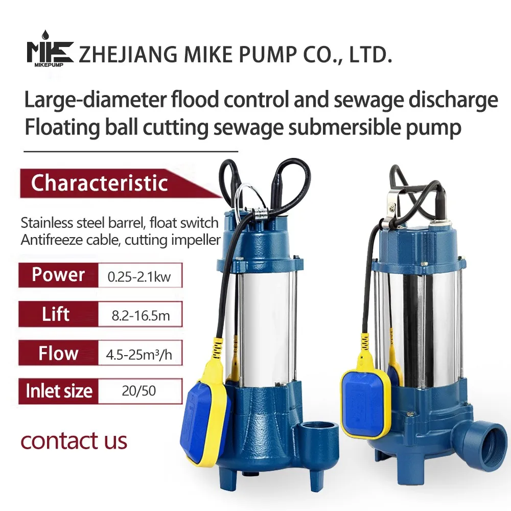 V-type Submersible Sewage Cut Water Sewage Pump Stainless