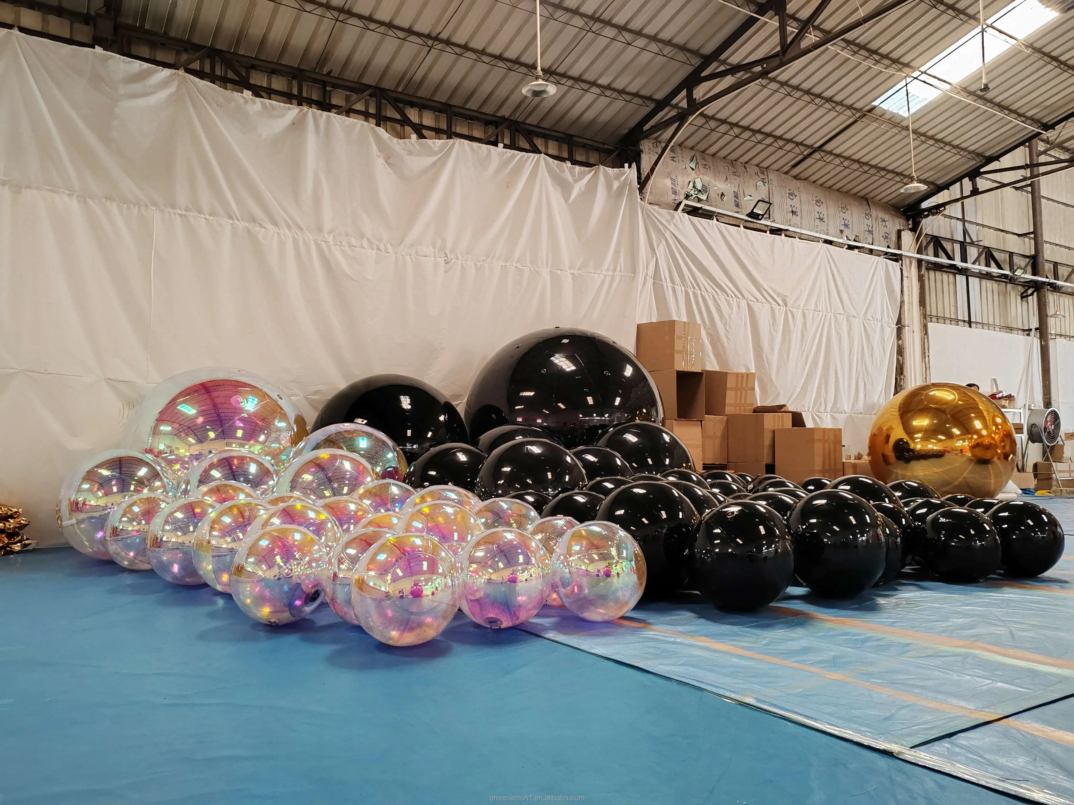 Giant Iridescent Shiny Floating Sphere Balloon Disc Inflatable Mirror ...
