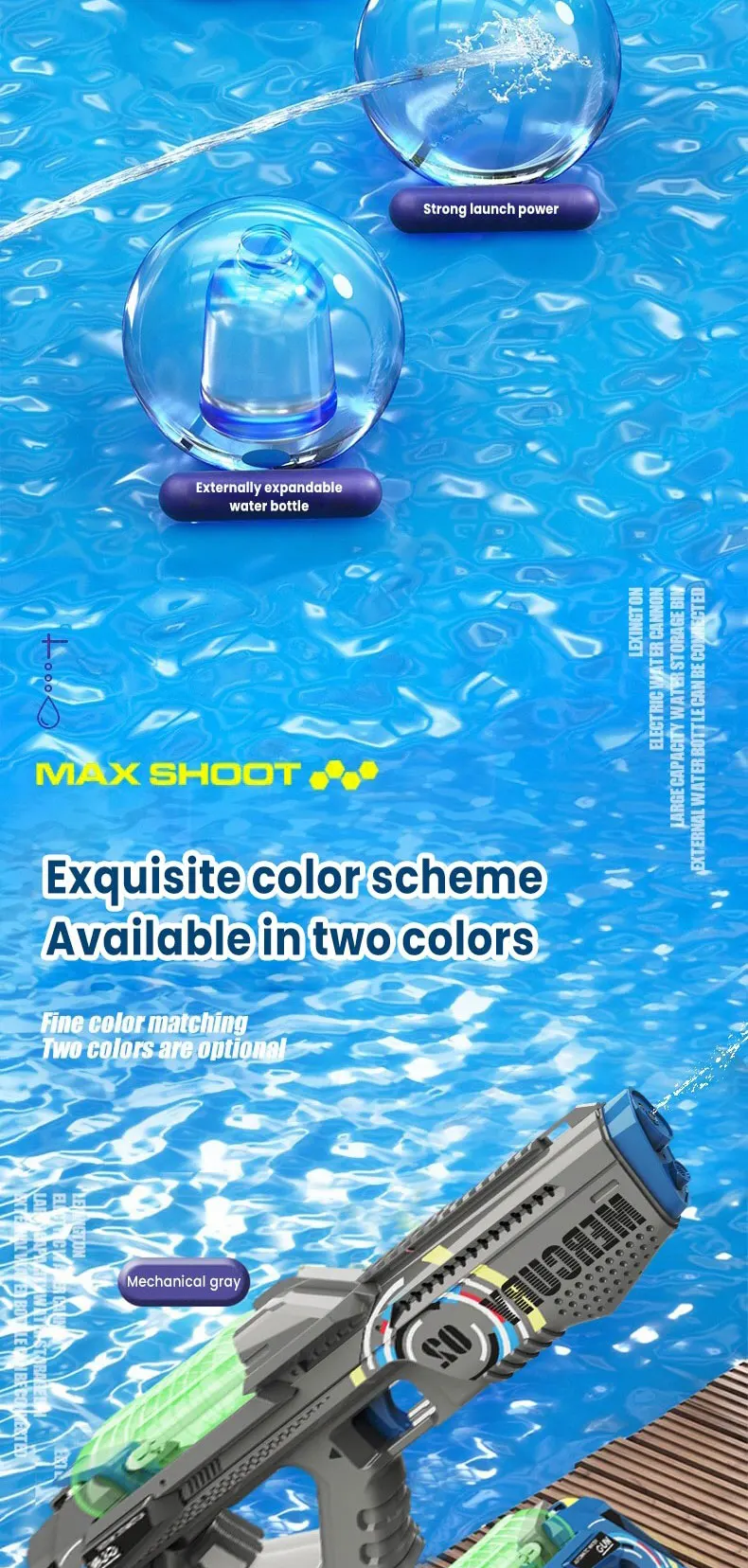 Battery-powered Water Gun Automatic Led Water Blaster Gun Electric ...