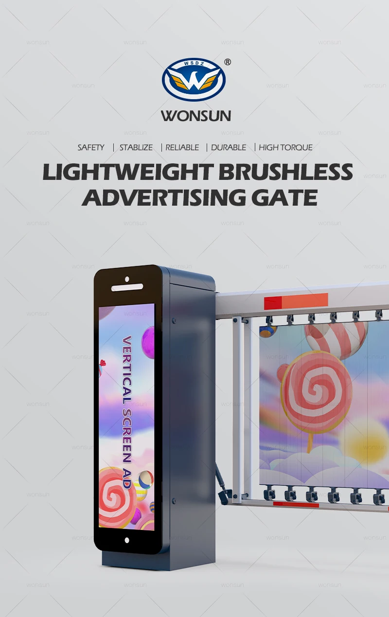 WONSUN BLDC 24V Advertising Barrier Gate - 4.5m Boom