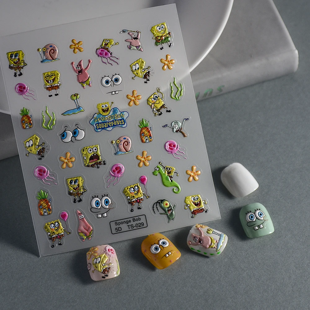 Cute Cartoon Spongebob Squarepants 5D Nail Art Decals