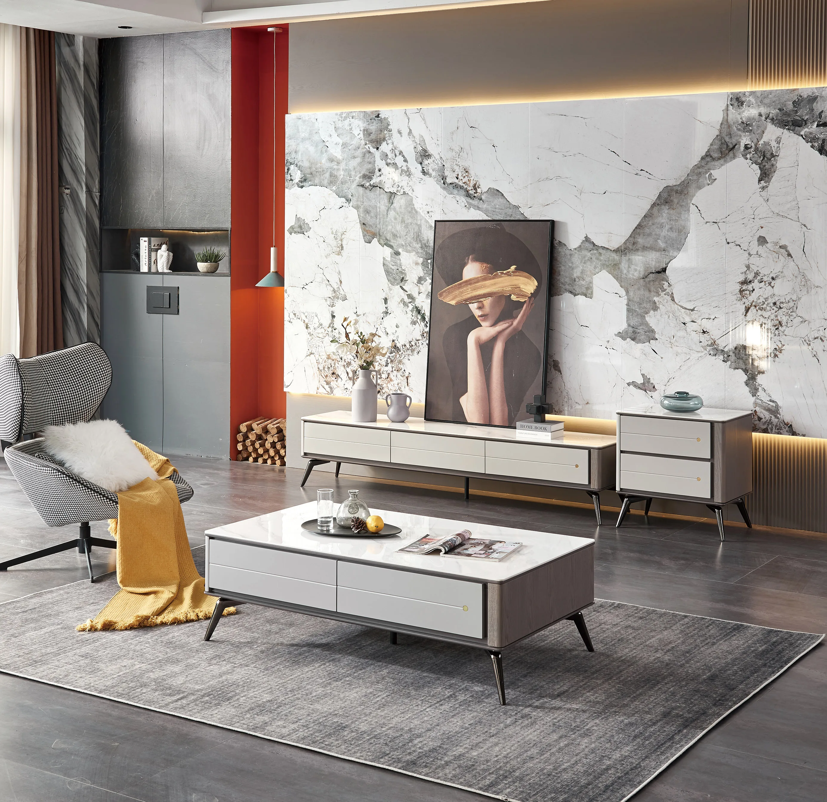 Custom Built Entertainment Unit Contemporary Style Media Console Modern ...