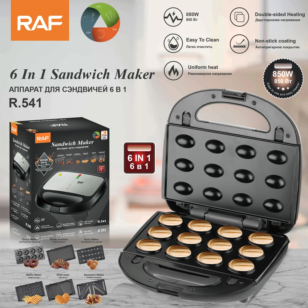 RAF 850w Electric Breakfast Maker - 3 in 1 Cooking Power