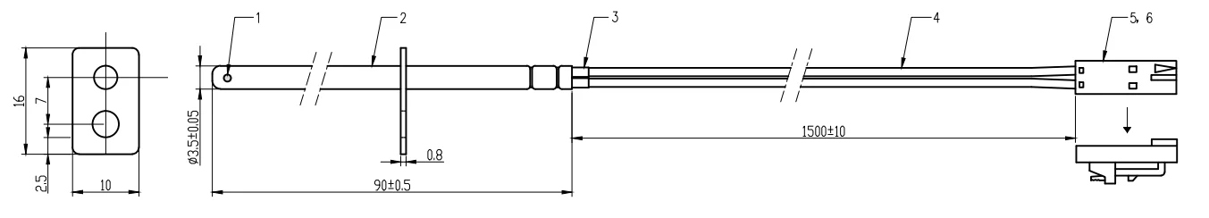 Dual Element Rtd Sensor Sonda Temperatura Pt 100 Resistive Thermal ...