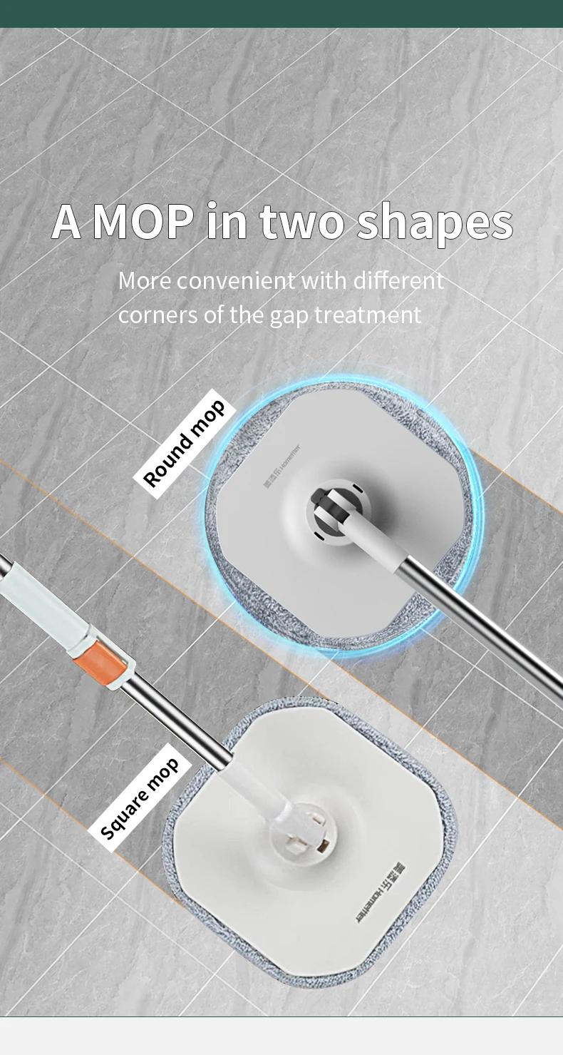 Homettler Cleaning Spin Mop Bucket Set - Efficient Self-Wringing System ...