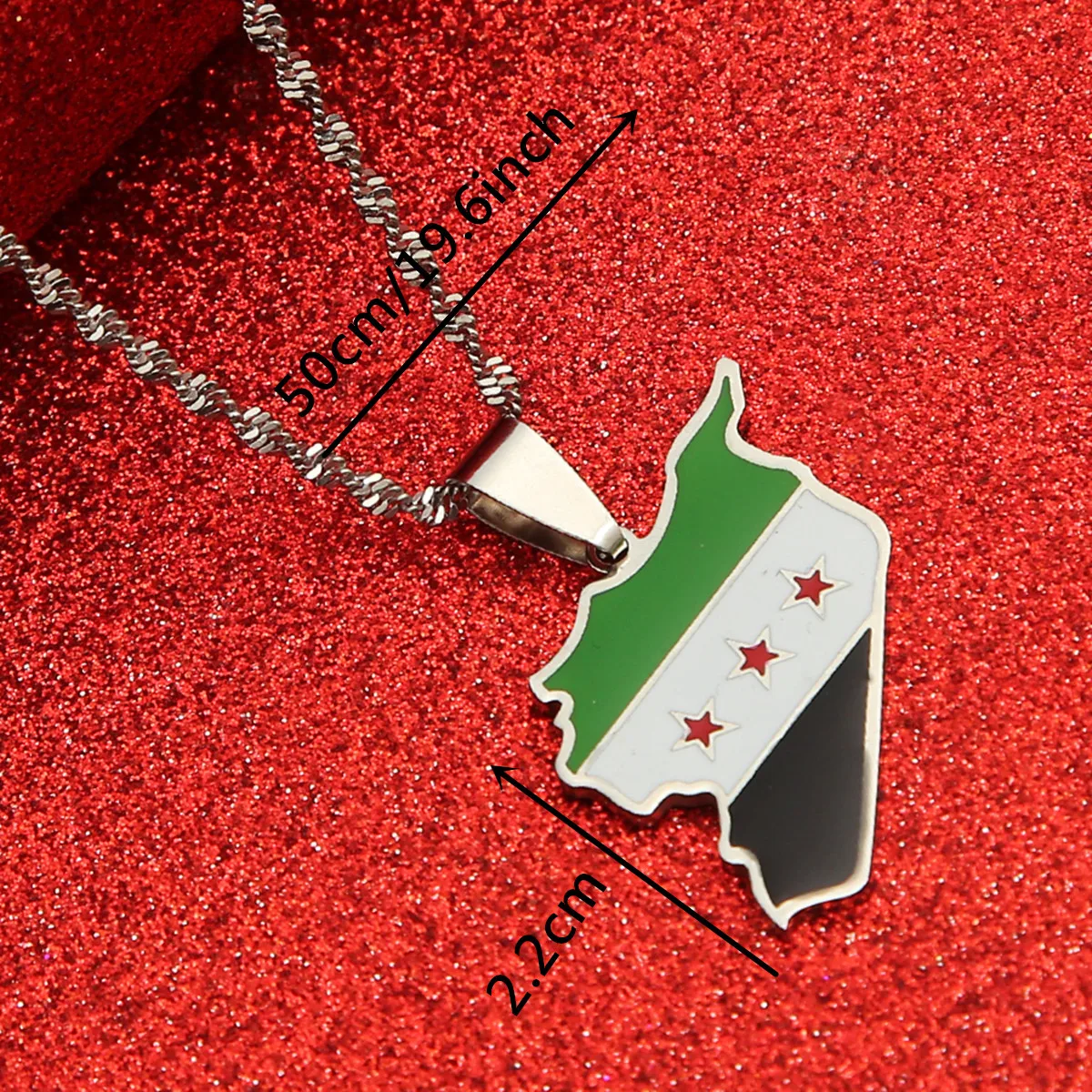 Stainless Steel Trendy Syria Map Flag Pendant Necklaces Syrians Maps ...