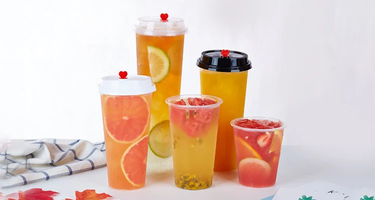 Custom Design Pp Plastic Cup Hard Plastic Disposable Boba Bubble Milk ...