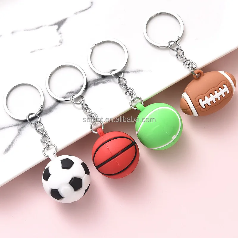 New Product Pvc Basketball Football Key Chain Rugby Key Ring Tennis ...
