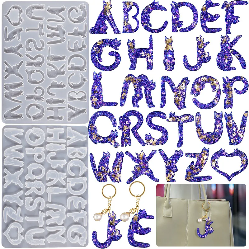 Zongbo Resin Letter Molds Diy Handmade Silicone Alphabet Keychain Molds ...