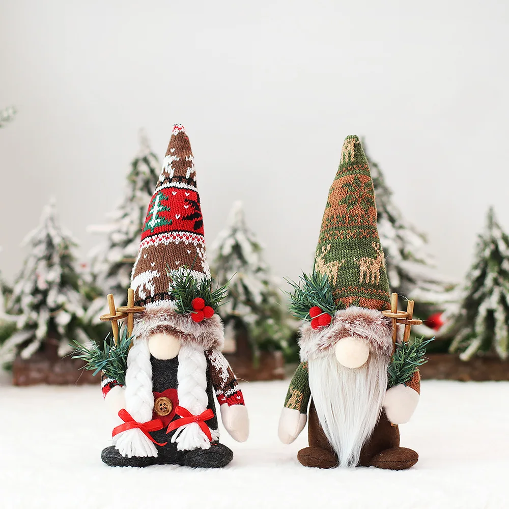 Customizable Christmas Faceless Gnomes Elf Figurine with Knitted Hat ...