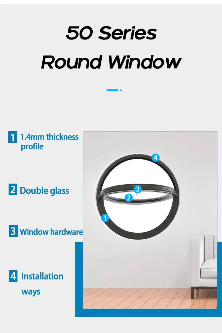 Aluminium Frame Double Glass Round Window Pivot Round Window - Buy ...