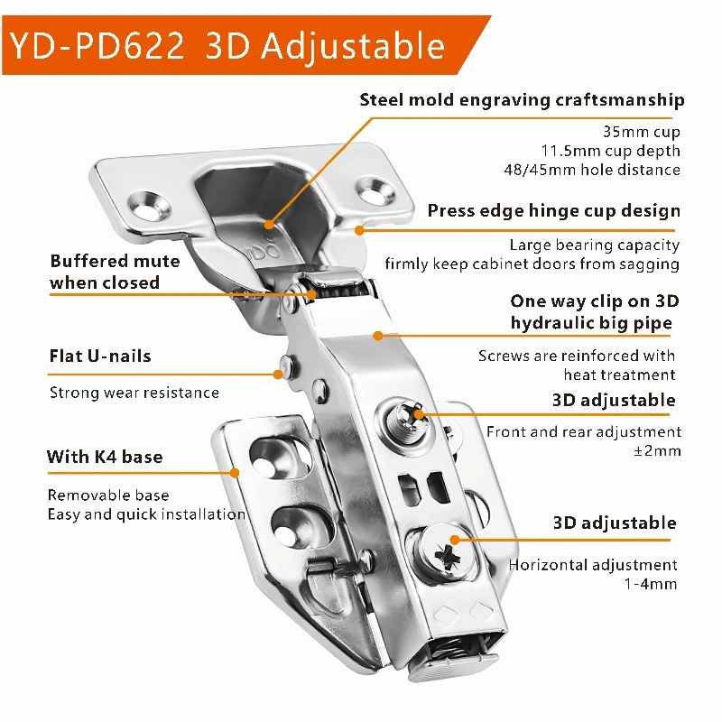 YOUDO 3D Adjustable Furniture Hinges - Soft Close Bisagras