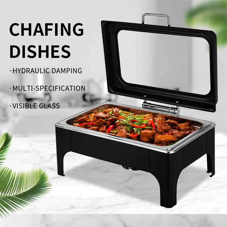 Luxury Black Stainless Steel Chafing Dish Set - Catering Buffet Warmer ...