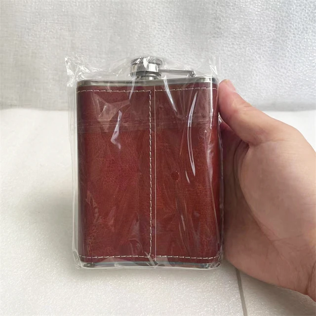 Custom Leather Liquor Flask - Stainless Steel Hip Flask