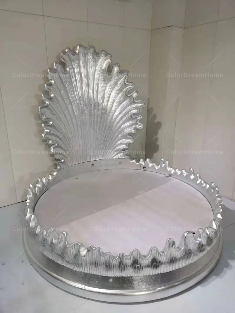 Shell Round Bed Girl Bedroom Furniture Set Princess Bed Silver
