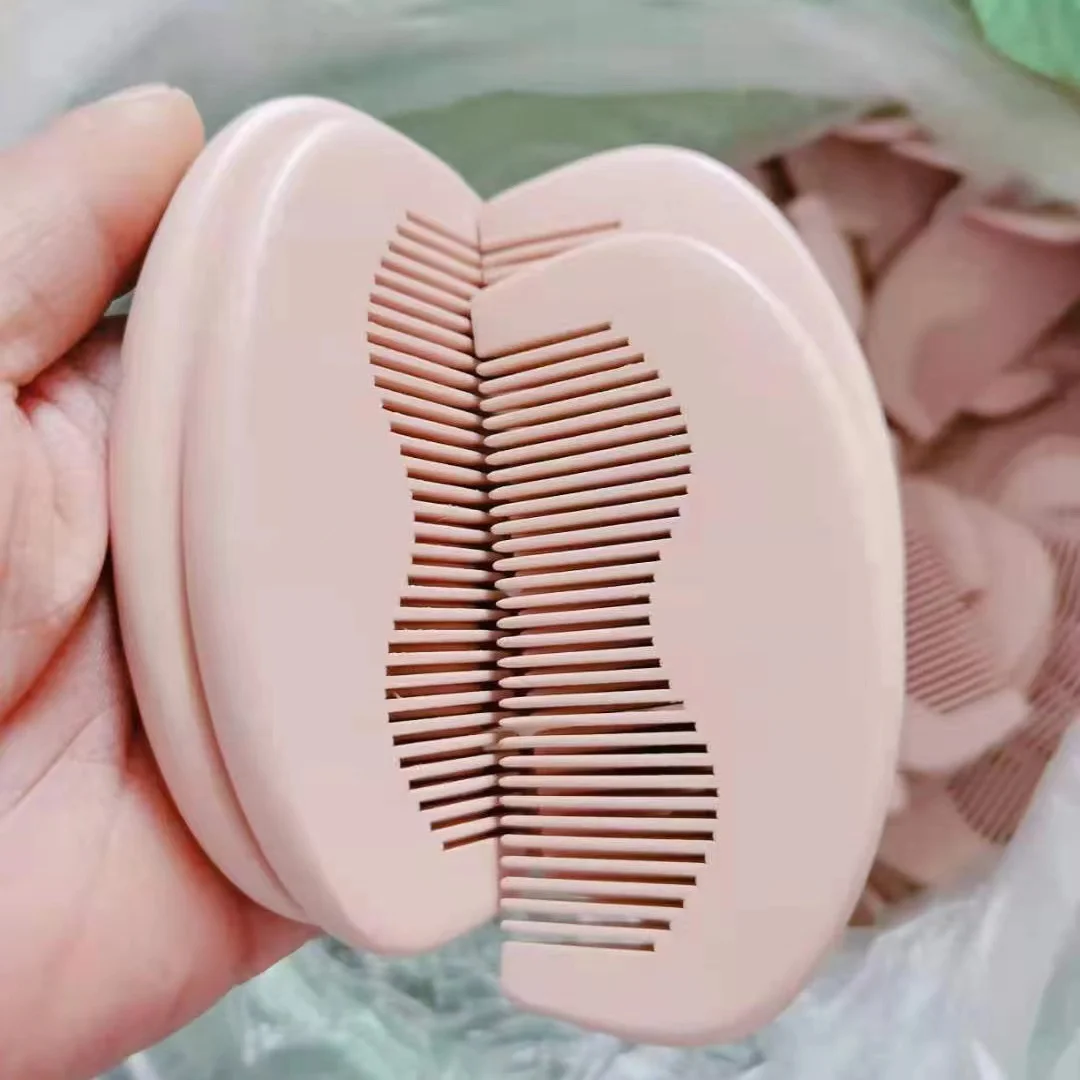 Pink Mini Hairdressing Wooden Comb - Portable & Stylish