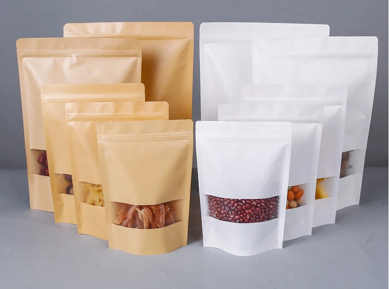 Custom Easy Tear Zipper Moisture Proof Kraft Paper Bag Resealable ...