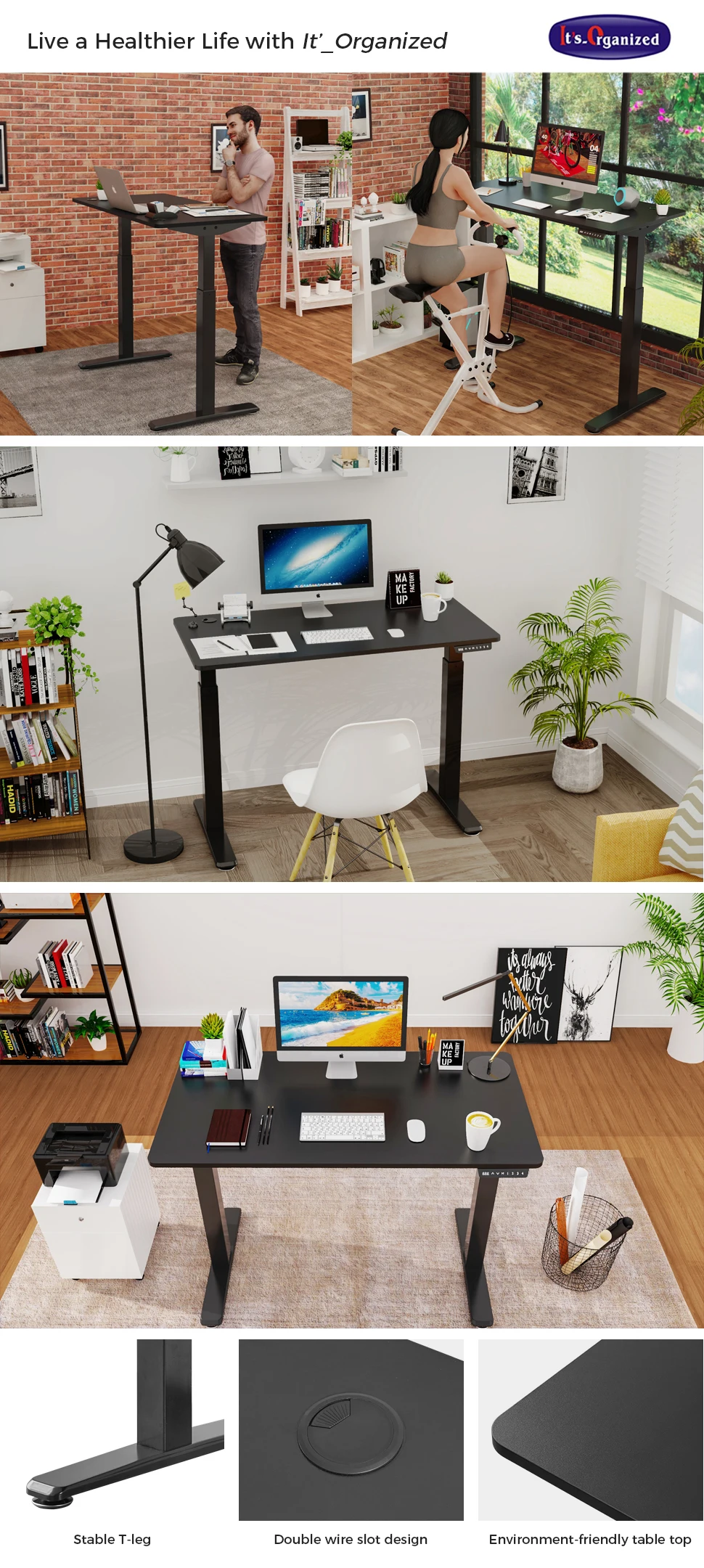 Home Office Modern Furniture Computer Fancy Dual Motor Electric Pc Desk ...