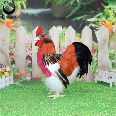 Realistic Lifelike Feather Color Rooster Figurine - OEM Available