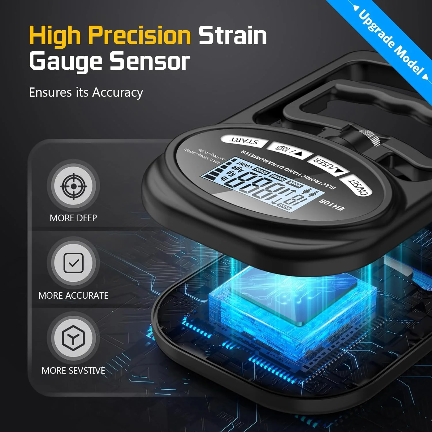 Snbo Digital Hand Dynamometer Grip Strength Meter Usb Lcd Screen Hand ...