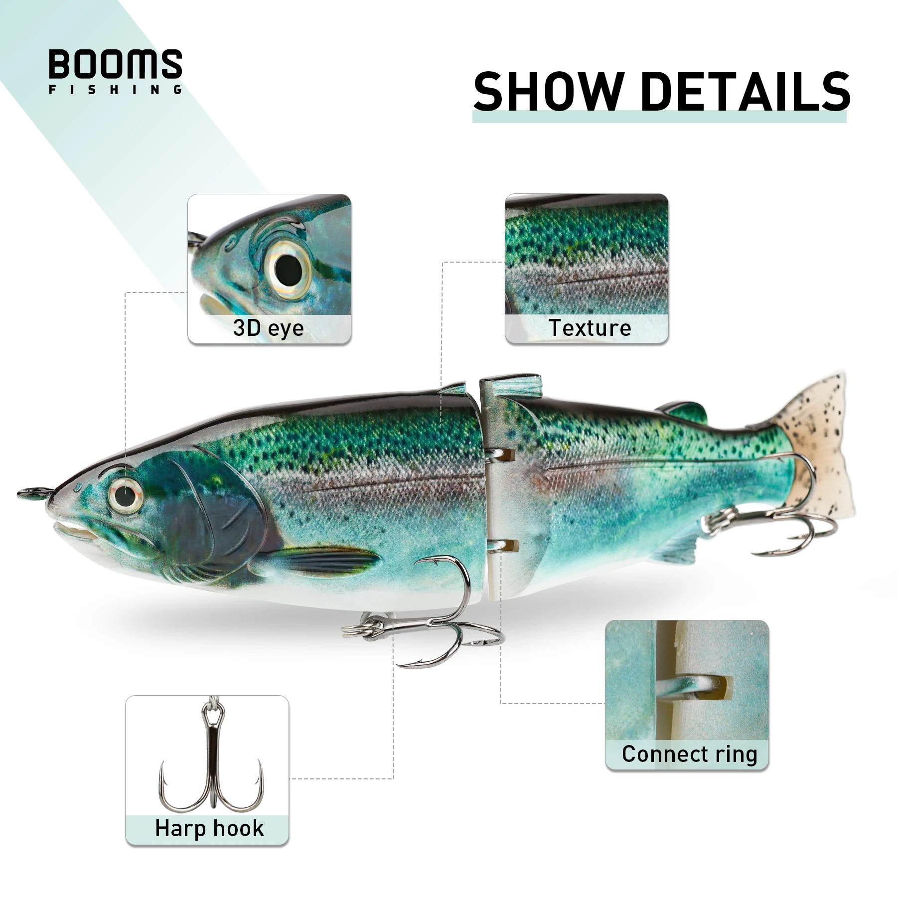 Multi Jointed 3D Fishing Lure Eyes Wholesale 2 Segmented Swimbait for ...
