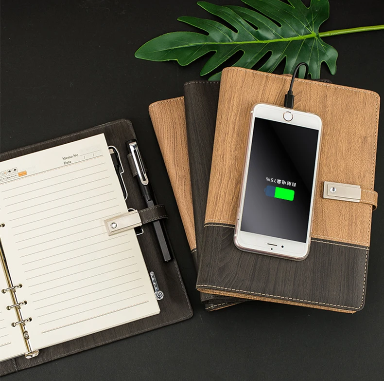 Custom Hardcover A5 Power Bank Wireless Charger Notebook Smart Diary ...