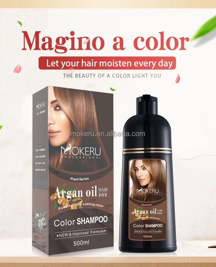 Mokeru Natural Argan Oil Extract Plant Hair Dye Shampoo