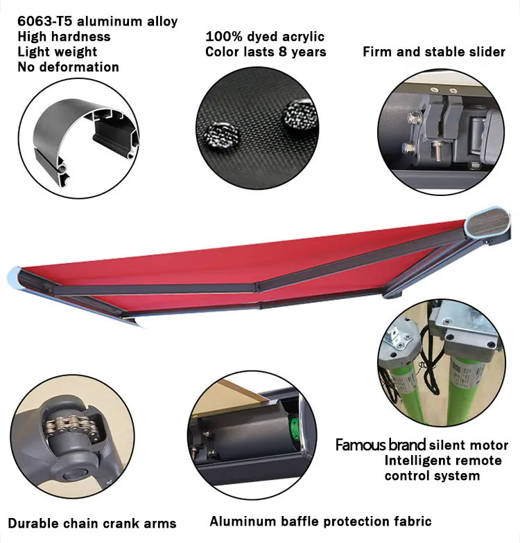 Retractable Manual Telescopic Awning - 6M Motorized Aluminum Canopy for ...