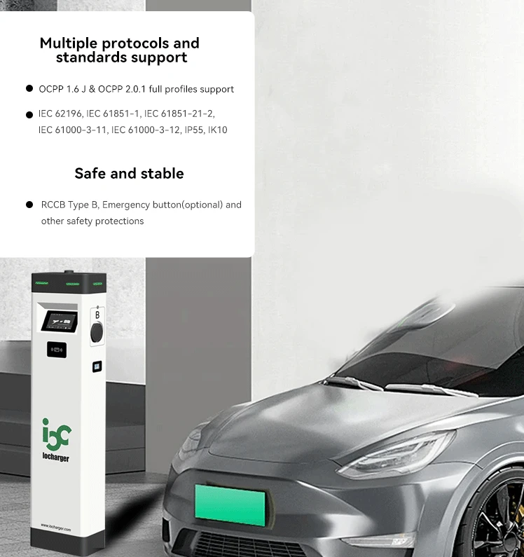 Dynamic Load Balancing 22kw Ocpp2.0.1 Commercial Level2 Type 2 Electric ...