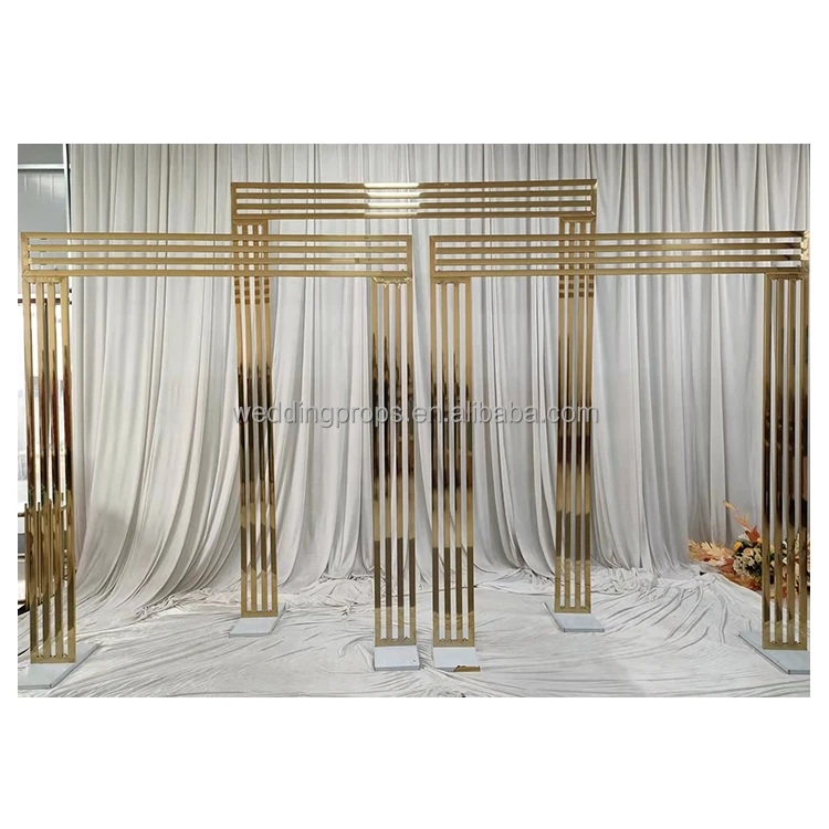 Wedding Floral Stand Shinny Gold Metal Stainless Steel Backdrop Frame ...