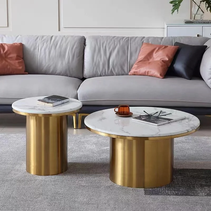 Modern Design Luxury Living Room Furniture Round Marble Top Stainless ...