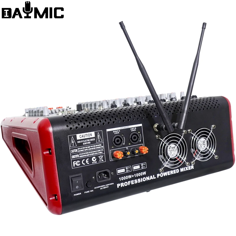 AOSHEN Power Amplifier - 2x350w 8 Channel Mixer with Wireless