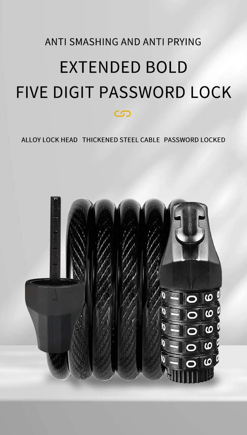 Bike Cable Lock MTB Road Bike Anti-theft Safety Password Bicycle Locks ...