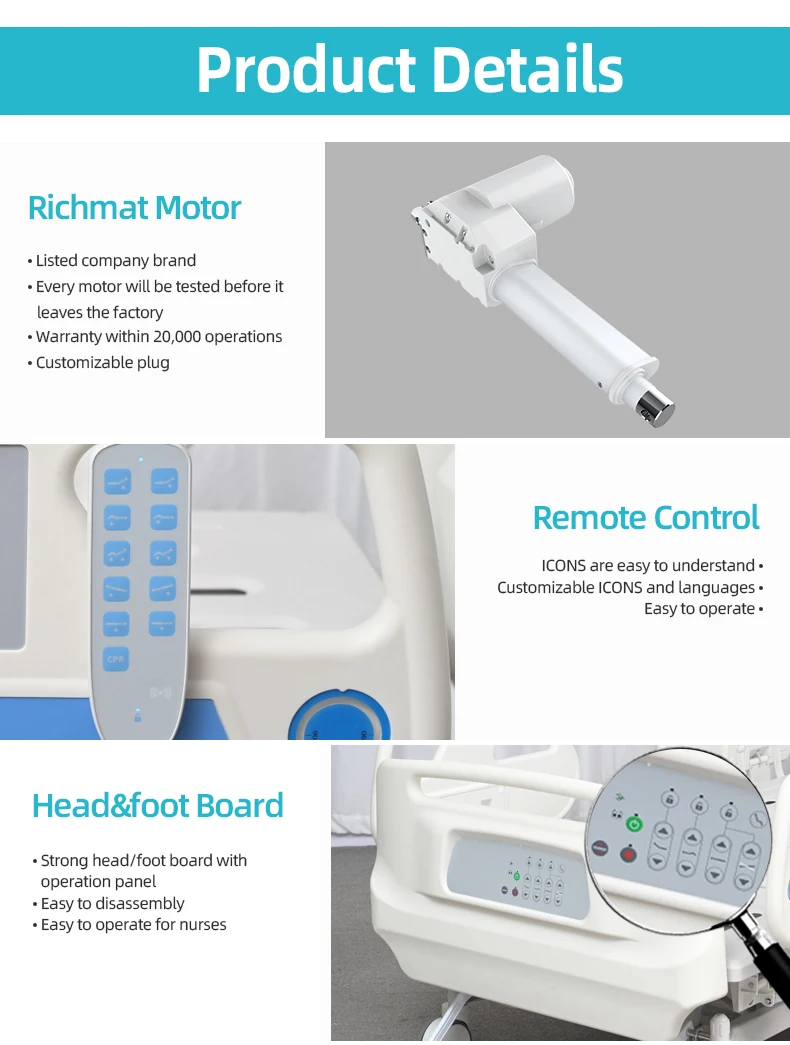 Hospital Furniture Electric Five Functions Icu Medical Bed With Trendelenburg Function - Buy Icu ...