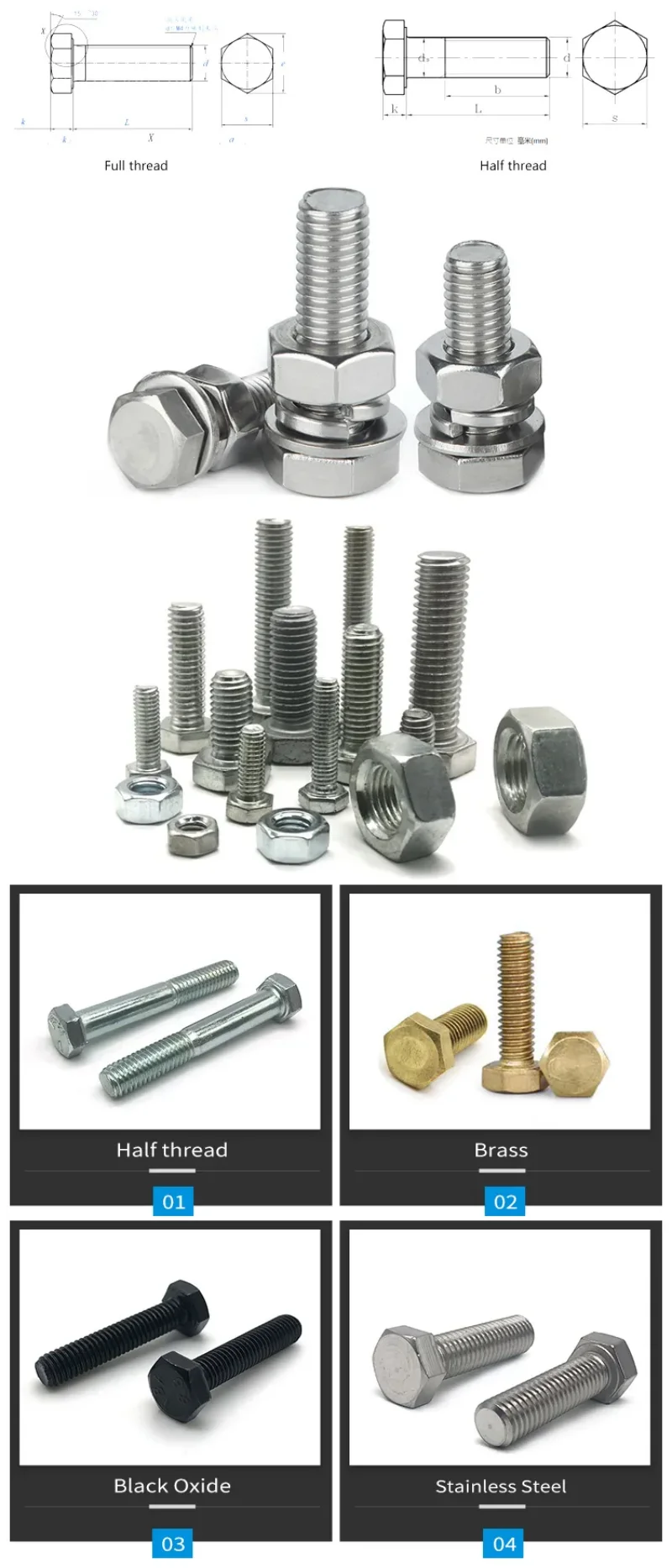 M8 Galvanized Bolt And Nut Cold Forging Machine Stainless Steel Bolt ...
