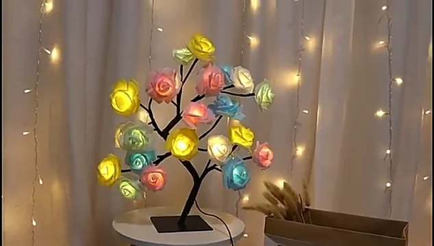 Usb Switch Led Rose Tree Light Decoration Small Night Light Removable ...