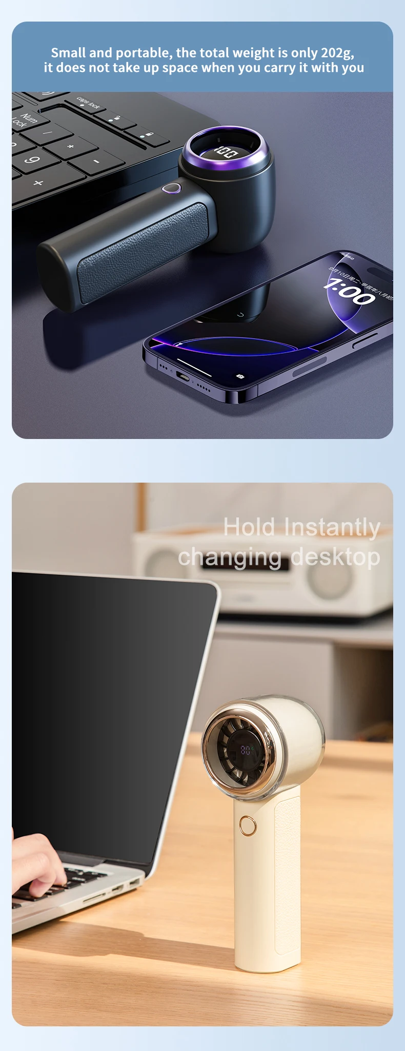 Digital Advanced Handheld Fan With Good Tactile Feel Portable Mini Fan ...