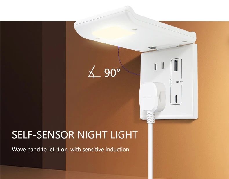 USB Type-C Socket with Wireless Charging & LED Night Light