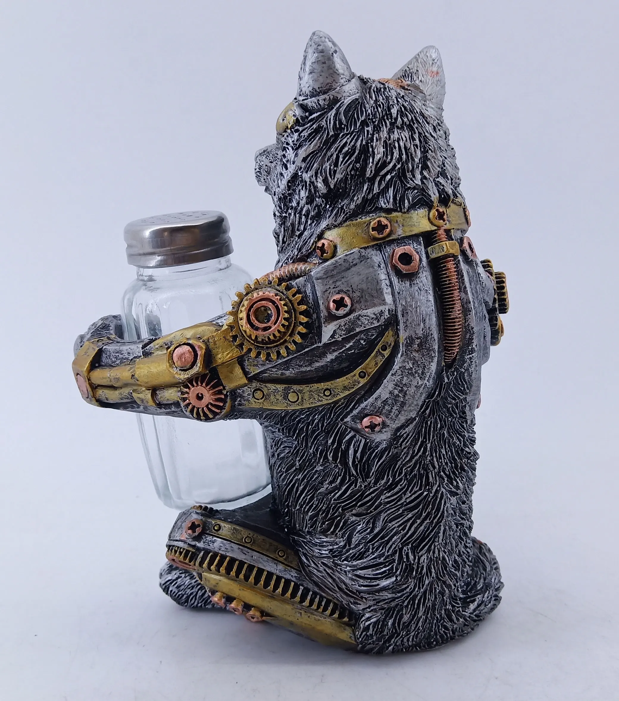 Realistic Polyresin Wolf Salt Holder Sculpture Steampunk Animal For ...